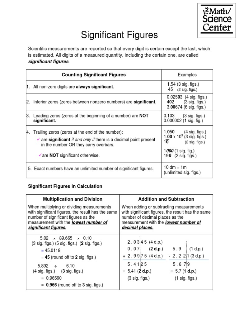Significant Figures | PDF | Significant Figures | Numbers