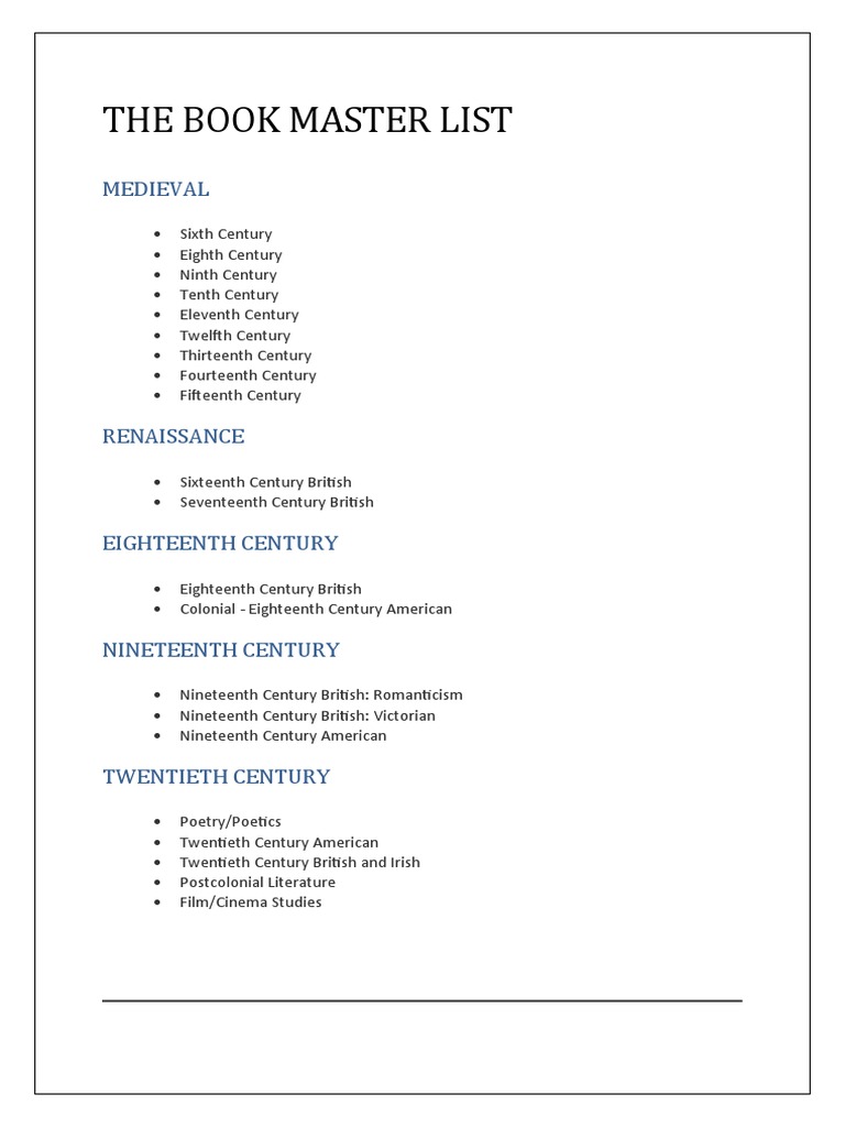 The Book Master List | PDF | The Canterbury Tales | English Language ...