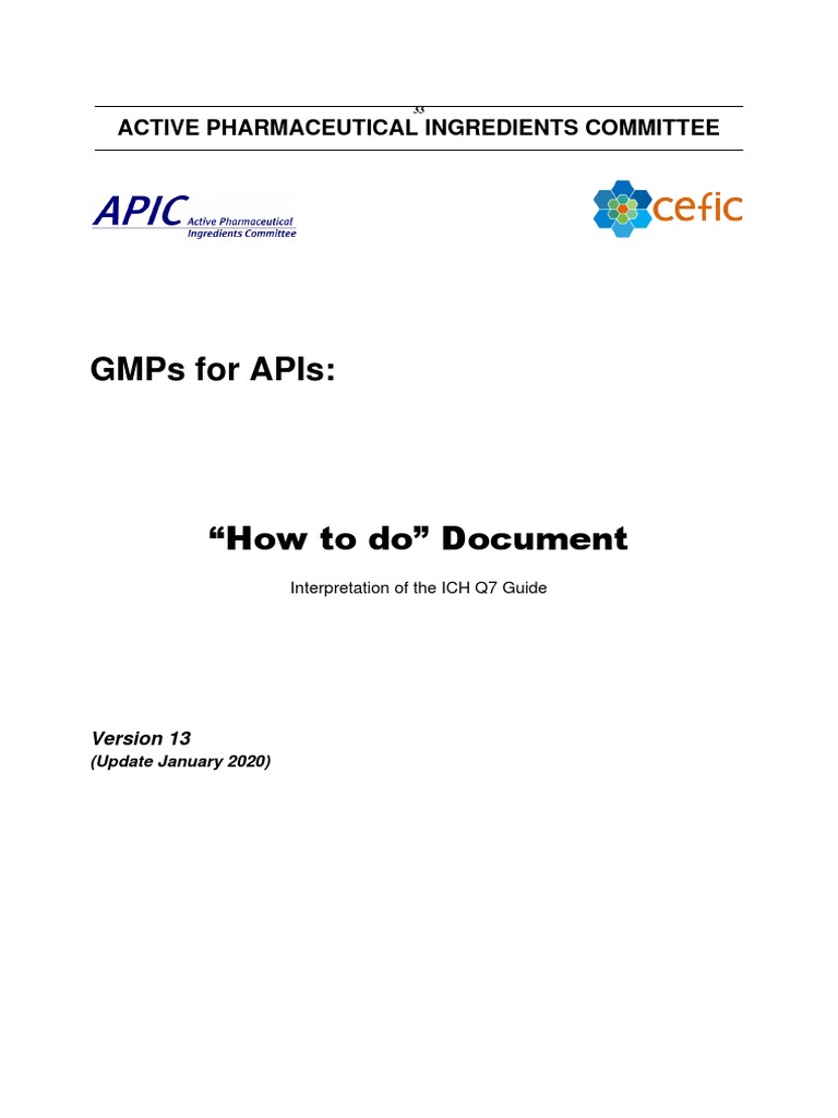 ICH Q7 How To Do Version13 Final Jan 2020 | PDF | Quality Management ...