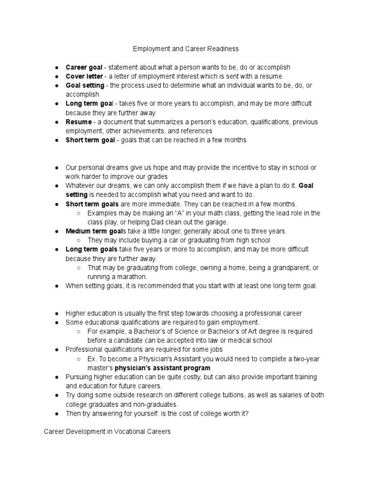 Employment and Career Readiness | PDF | Résumé | Vocational Education