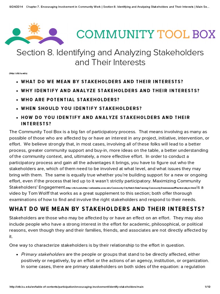 Chapter 7. Encouraging Involvement in Community Work - Section 8 | PDF ...