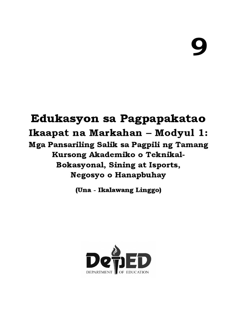 EsP9 Q4 Module1 W1 2 Final For Posting | PDF