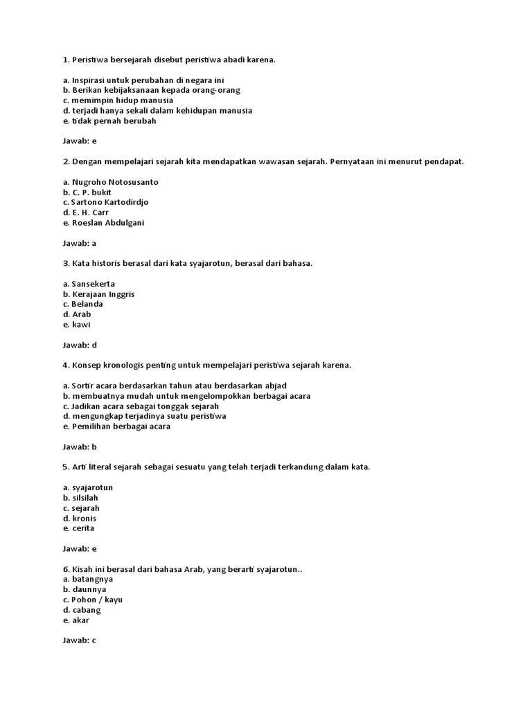 Soal Sejarah Uts SMK | PDF