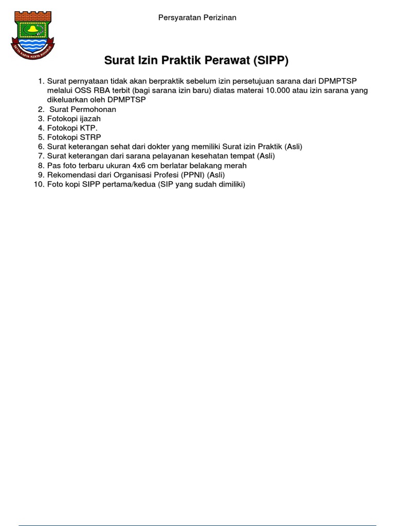 PersyaratanSurat Izin Praktik Perawat SIPP | PDF