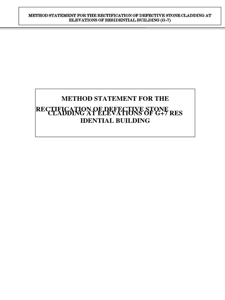 Method Statement Defective Stone Cladding | PDF | Scaffolding | Electrician