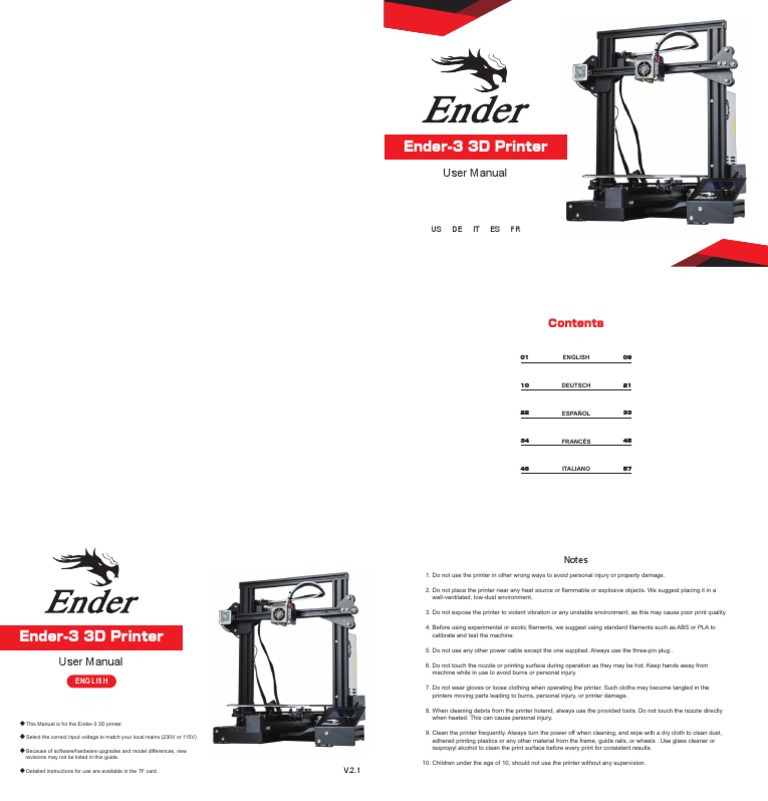Ender-3 3D Printer User Manual | PDF | Manufactured Goods