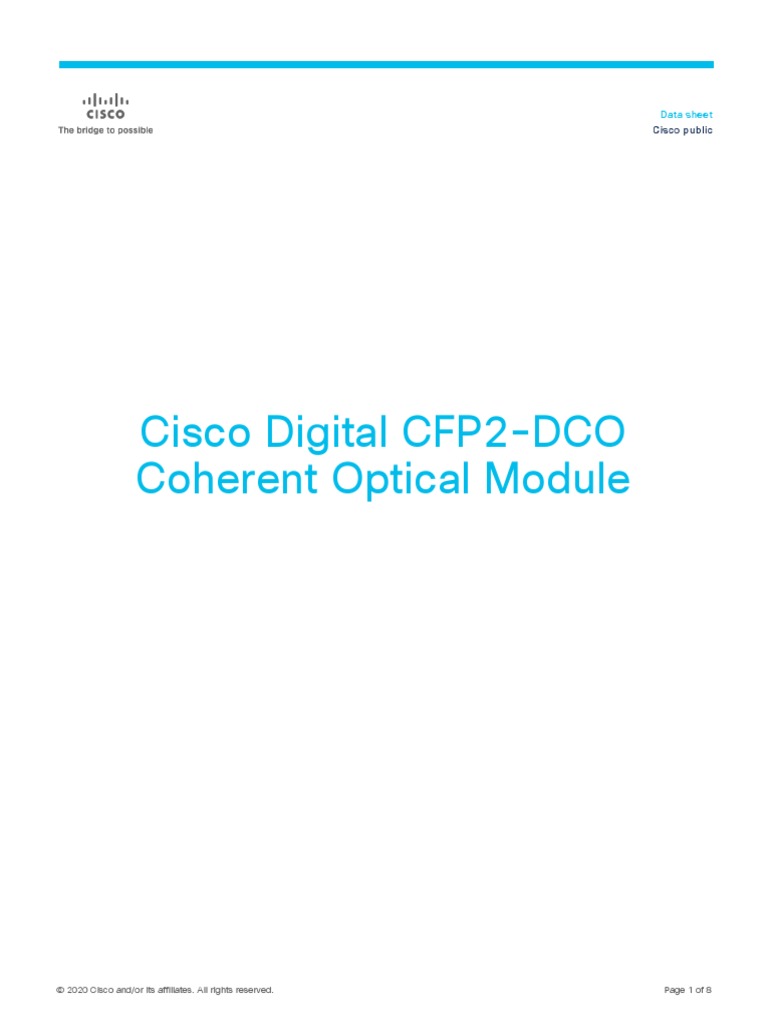Cisco Digital CFP2-DCO Coherent Optical Module | PDF | Wavelength ...