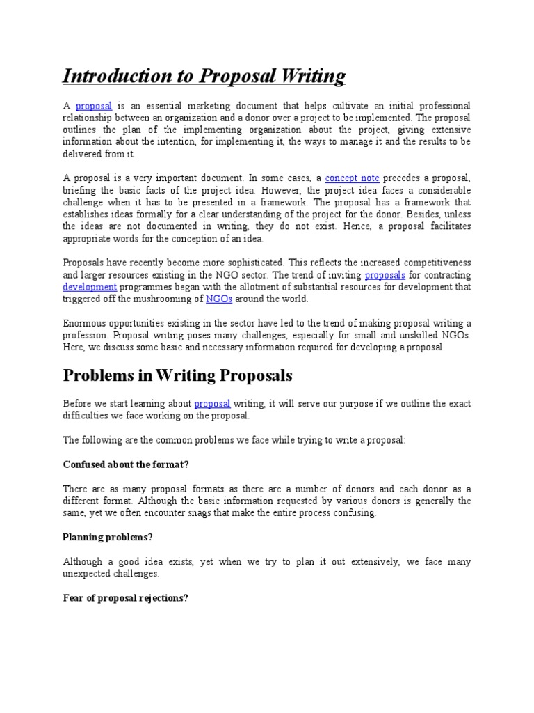 Introduction To Proposal Writing: Problems in Writing Proposals | PDF ...
