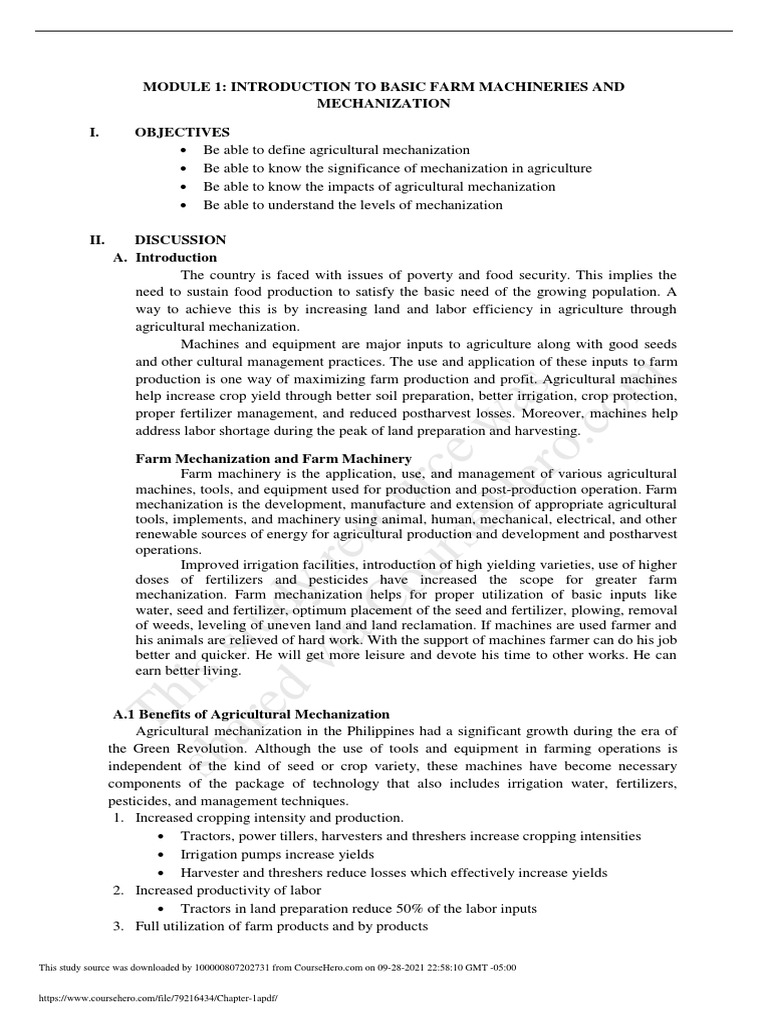 This Study Resource Was: Module 1: Introduction To Basic Farm ...