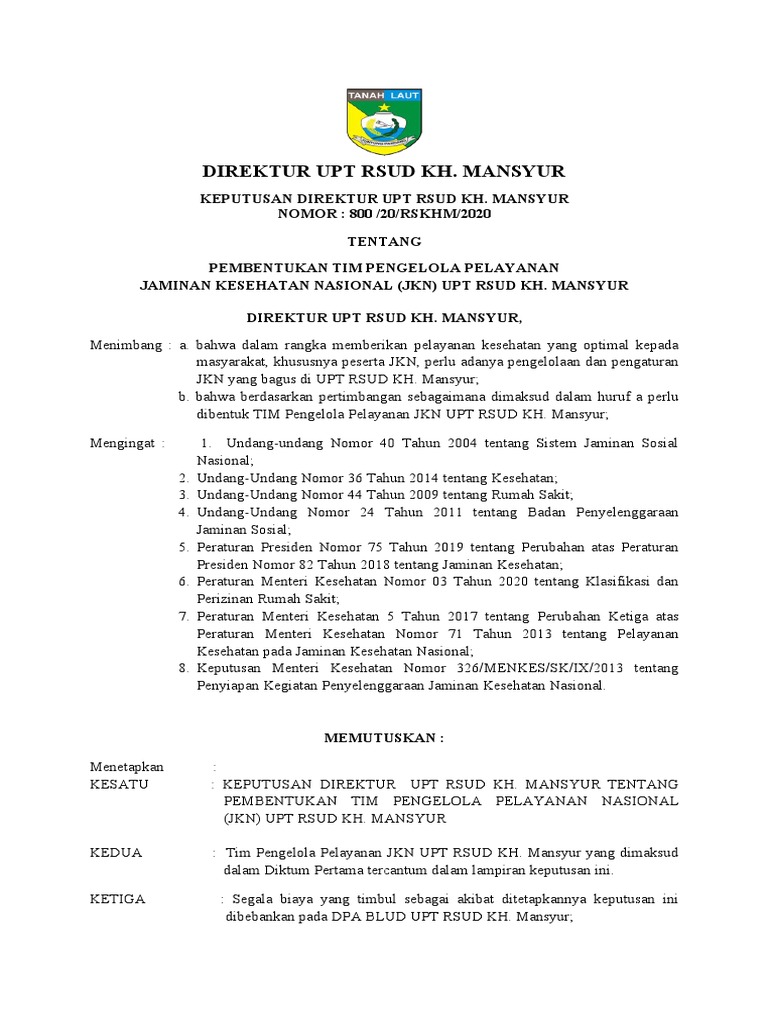 Sk Tim Pengelola Jkn Terbaru Pdf