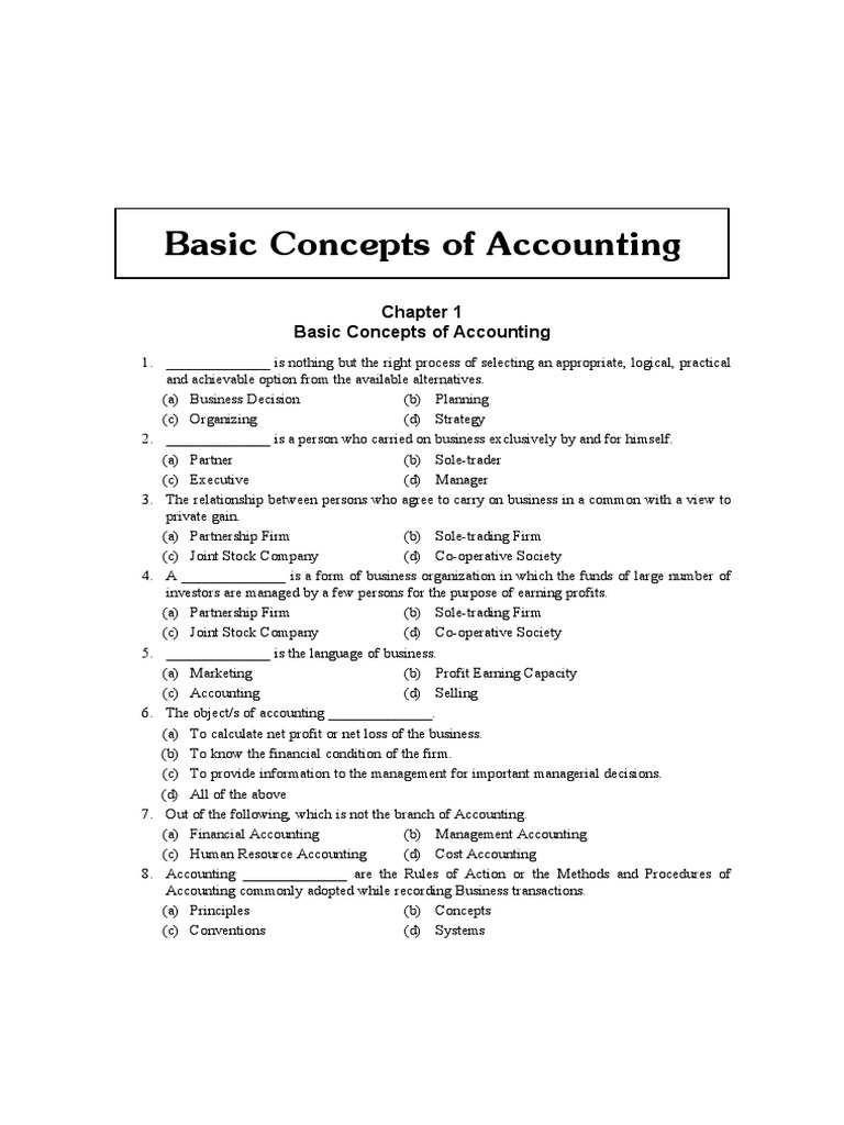 Basic Concepts of Accounting | PDF | Debits And Credits | Bookkeeping