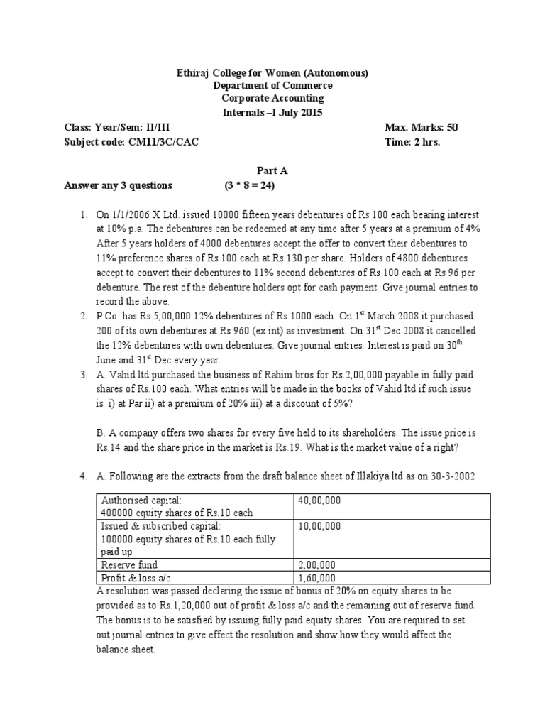 Accounting for Debentures Redemption, Share Capital Issues and Calls ...