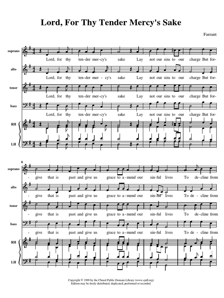 Lord For Thy Tender Mercy Sake | PDF | Compositions | Music Theory