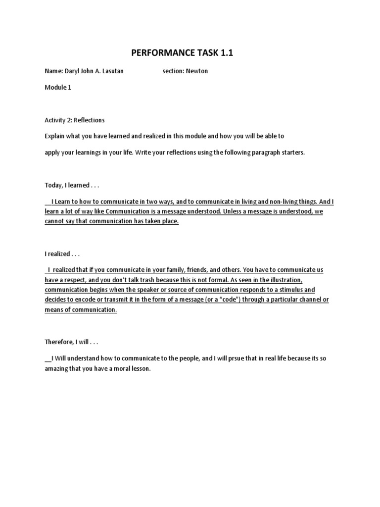 Performance Task 1 | PDF