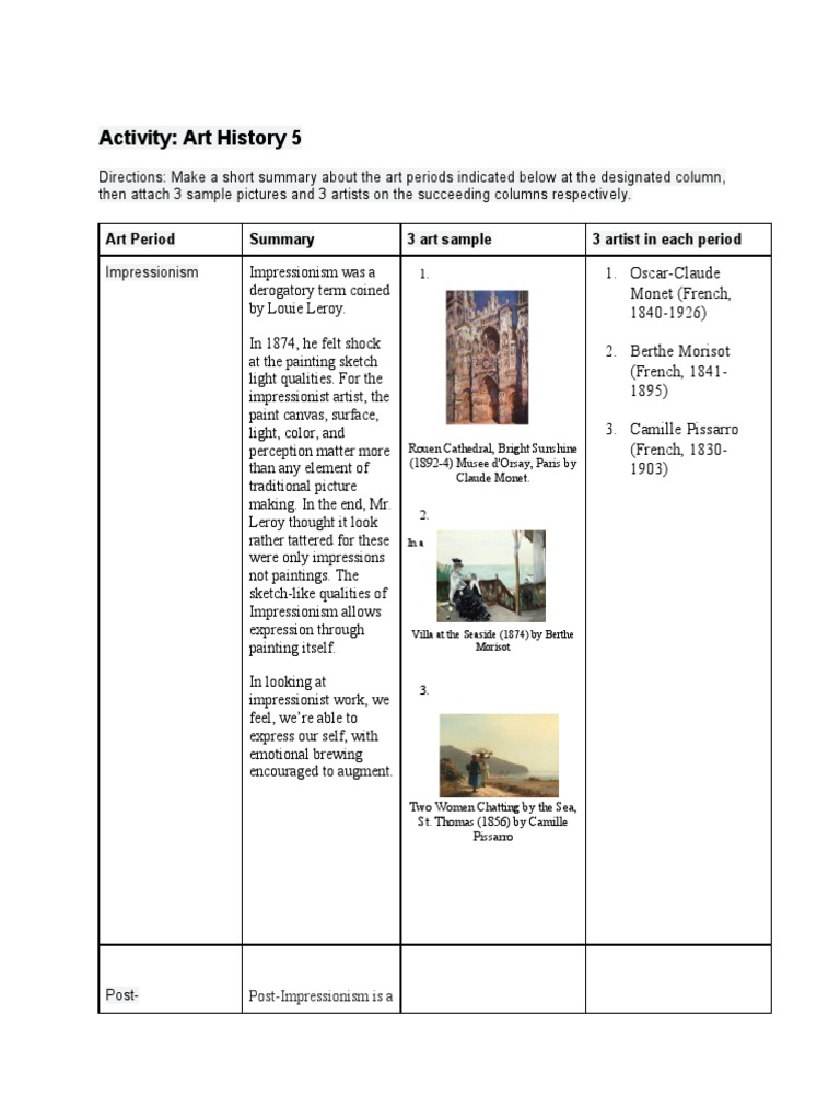 Art History | PDF | Impressionism | Plastic Arts