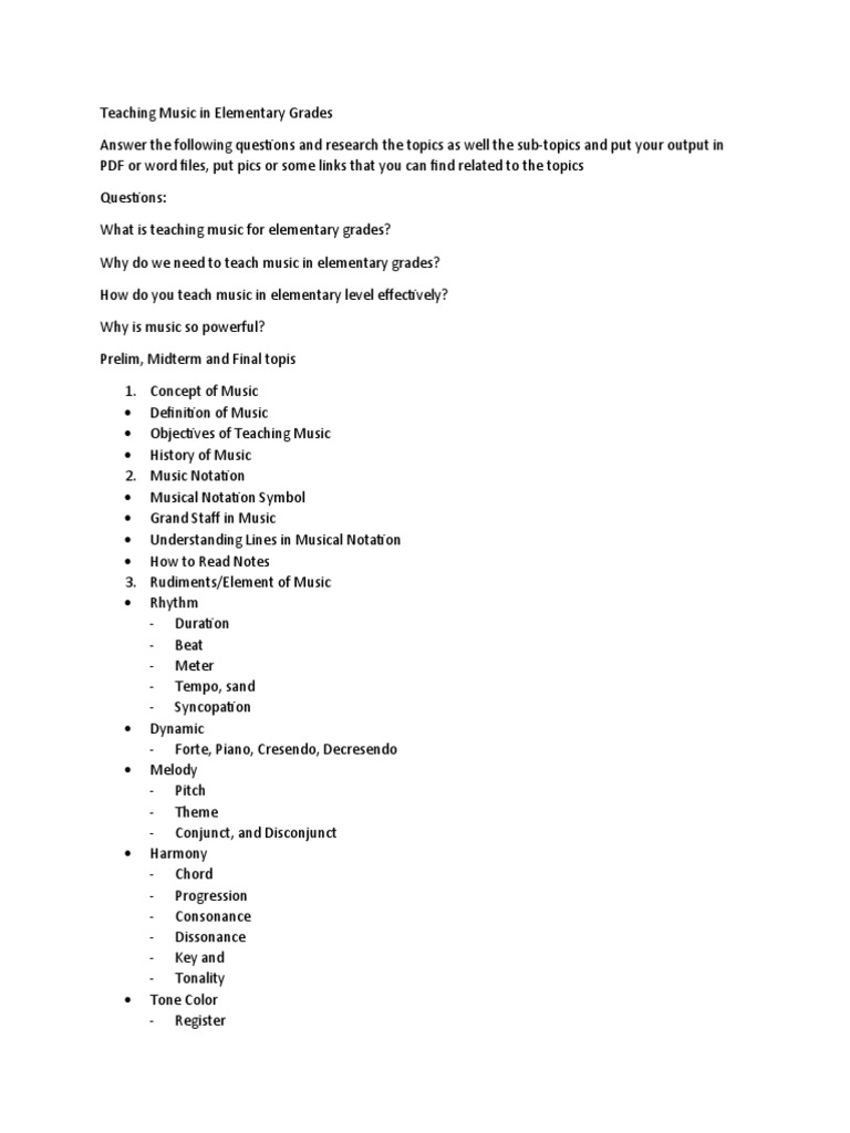 Elementary Music Teaching Guide | PDF