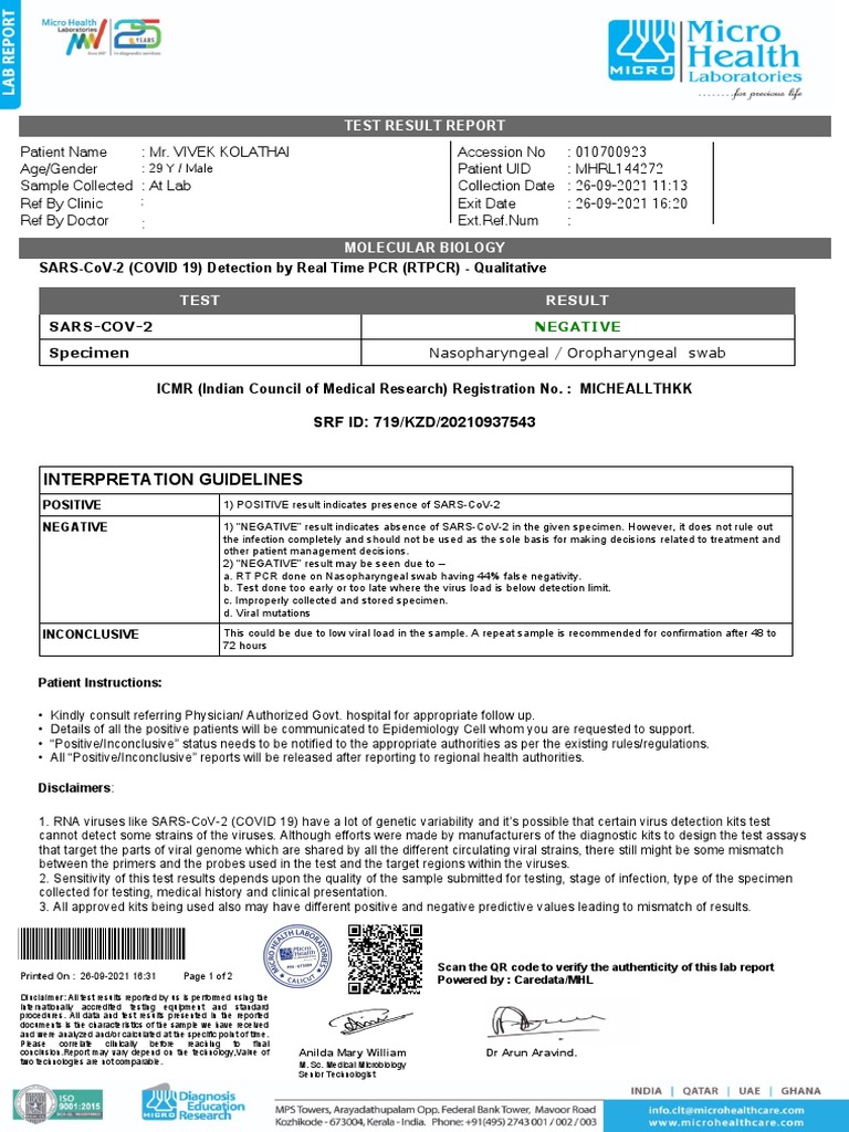 Test Result Report: Interpretation Guidelines | Download Free PDF ...