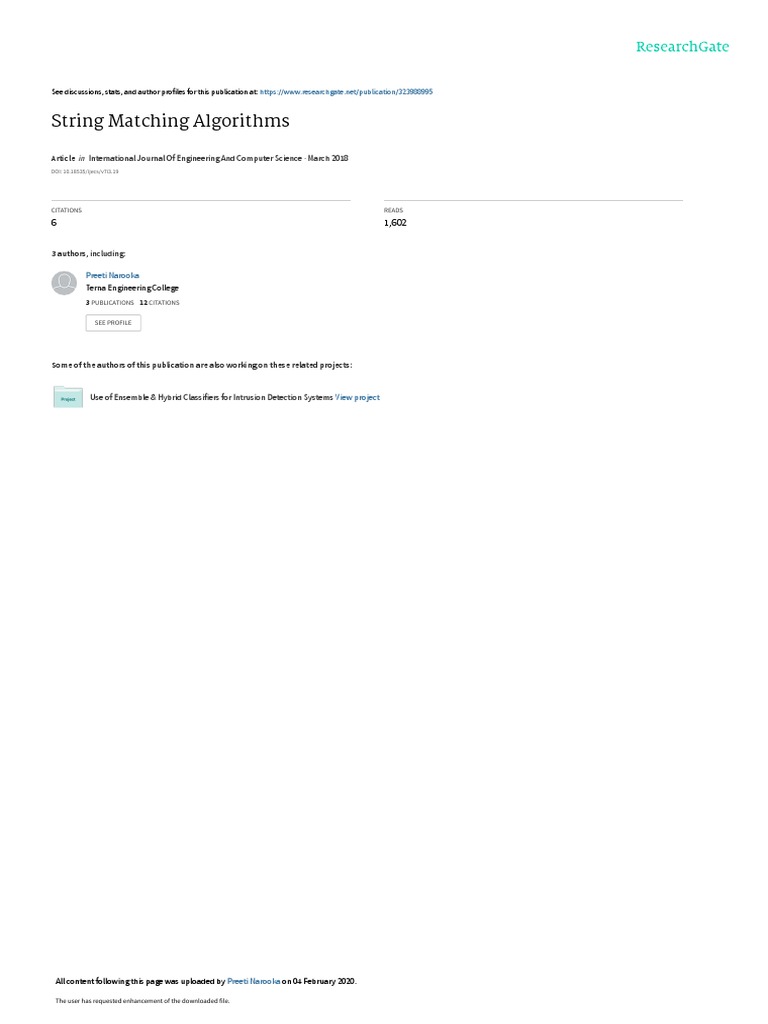 String Matching Algorithms: International Journal of Engineering and ...