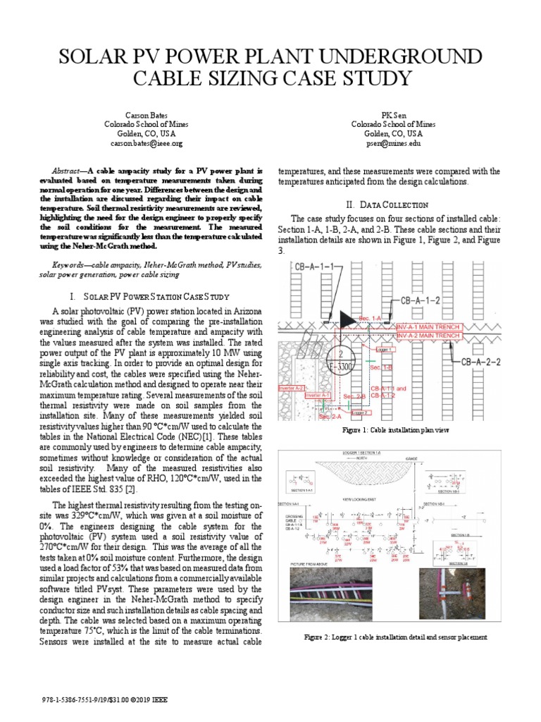 Solar PV Power Plant Underground Cable Sizing Case Study | PDF ...