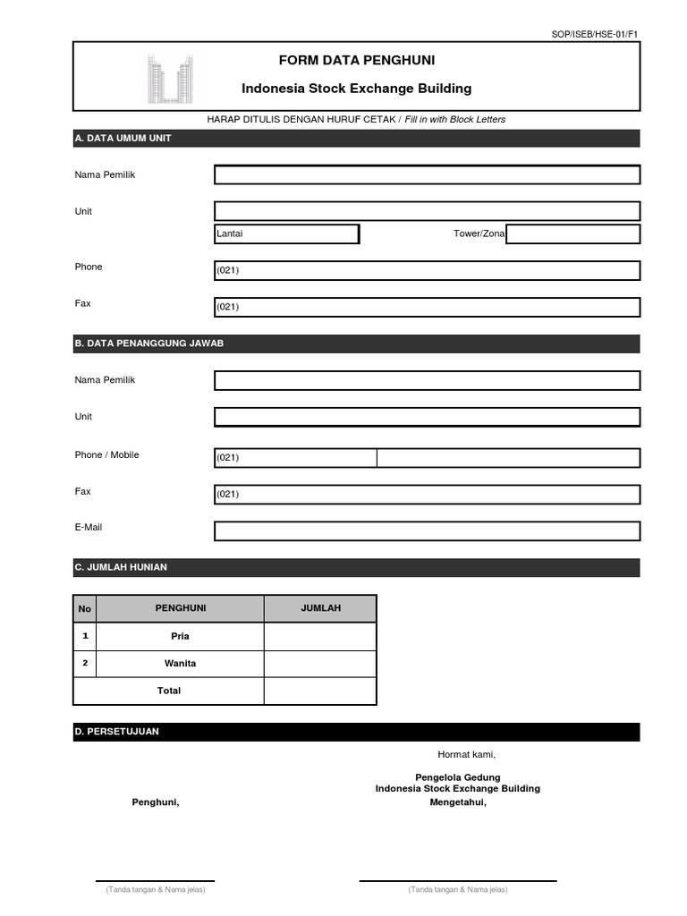 Form Data Penghuni | PDF