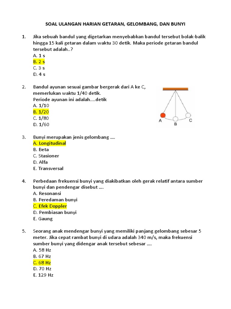 Soal Ulangan Getaran dan Gelombang Kelas 8 | PDF | Seni
