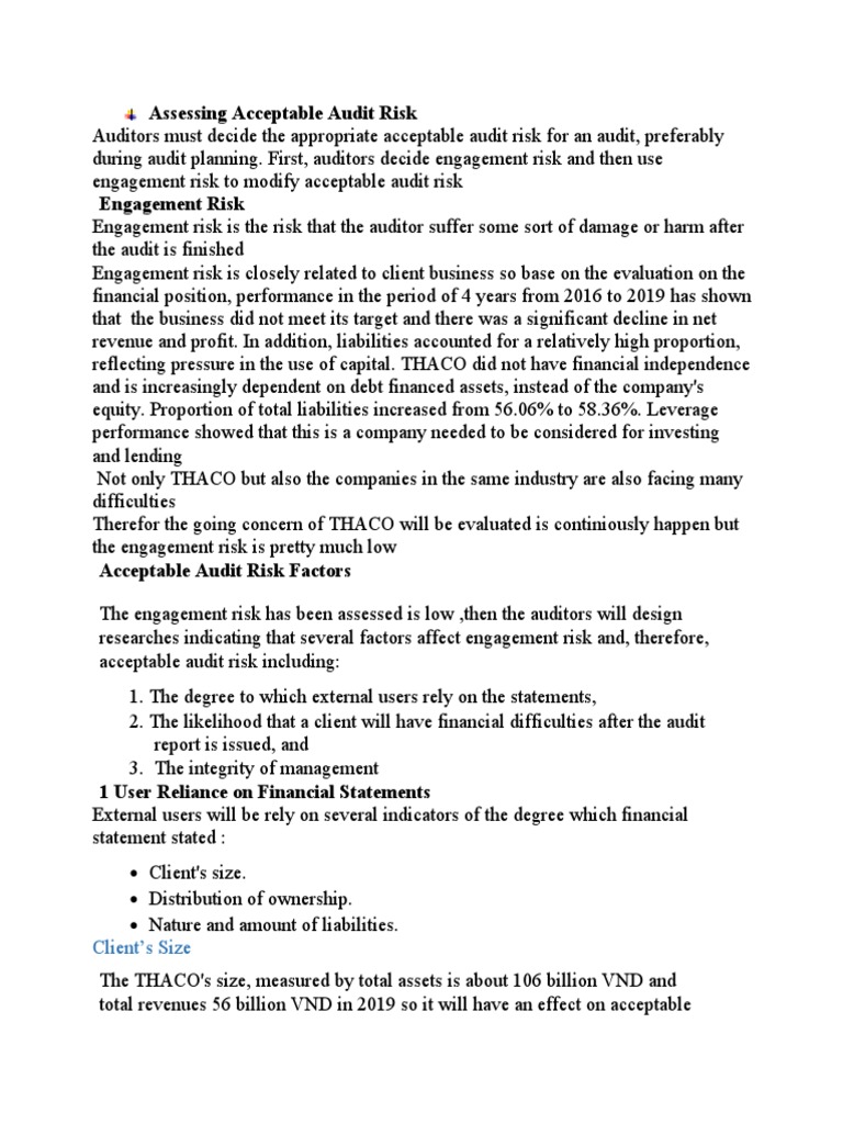 Assessing Acceptable Audit Risk: Client's Size | PDF | Audit | Risk
