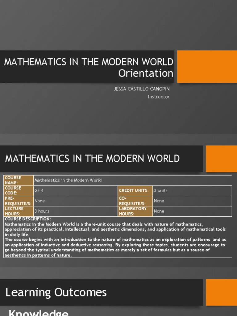 Mathematics in Modern World Course Overview | PDF | Mathematics | Test ...
