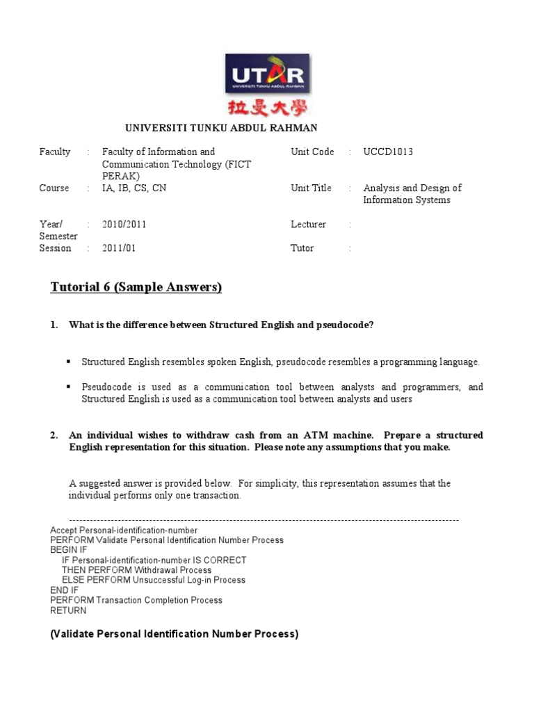 UCCD1013 Tutorial6 Ans | Download Free PDF | Personal Identification ...