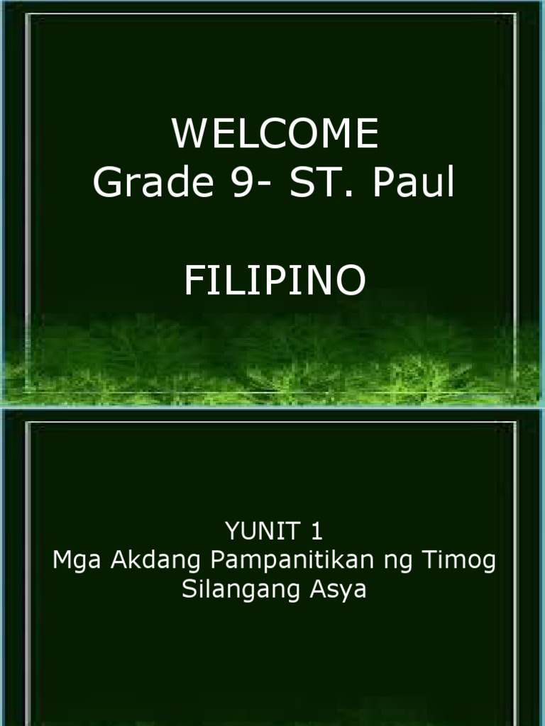 Filipino 9 Lesson 1 | PDF
