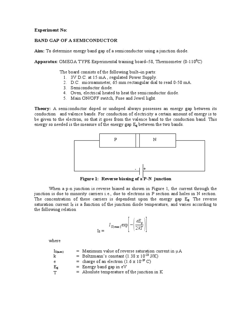 Determine Semiconductor Band Gap Pdf Band Gap Semiconductors