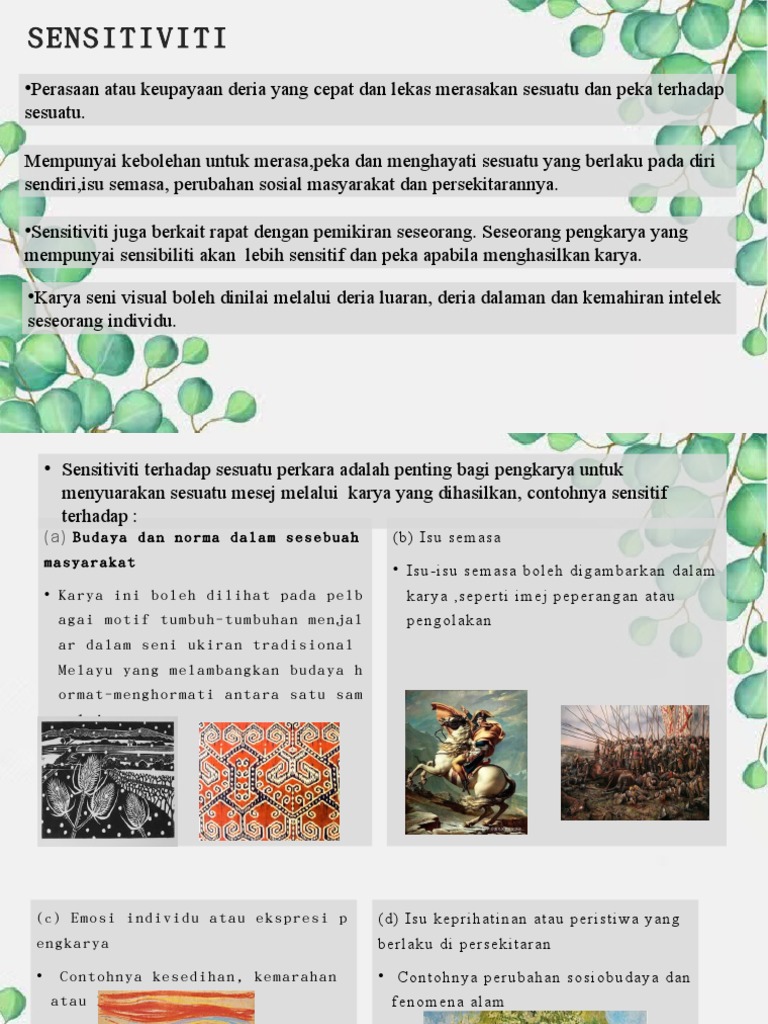 SENSITIVITI (Peranan Seni Visual Tingkatan 6) | PDF | Seni