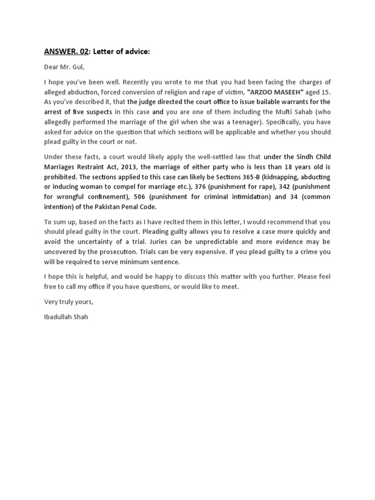 ANSWER. 02: Letter of Advice | PDF | Social Science | Religion ...