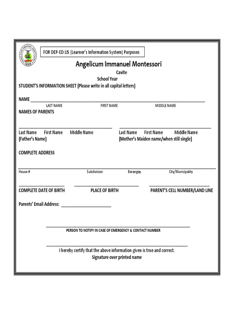 Information Sheet Lis | PDF