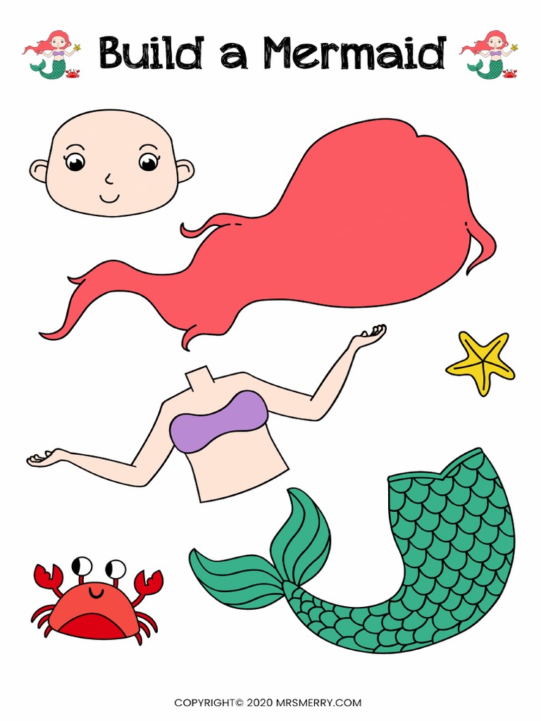 A4 Size - Colored - Make A Mermaid - Build Activities - Mrs. Merry | PDF