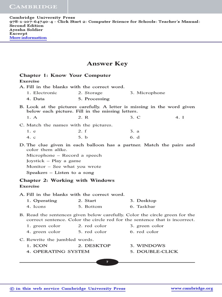 Answer Key: Chapter 1: Know Your Computer | PDF | Computing | Computer ...
