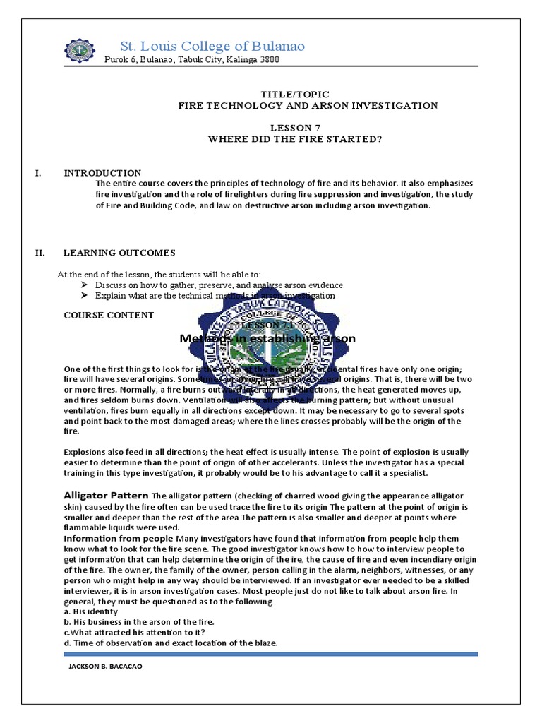 Fire Technology and Arson Management (Cdi 18) Module 7 | PDF | Fires | Firefighting