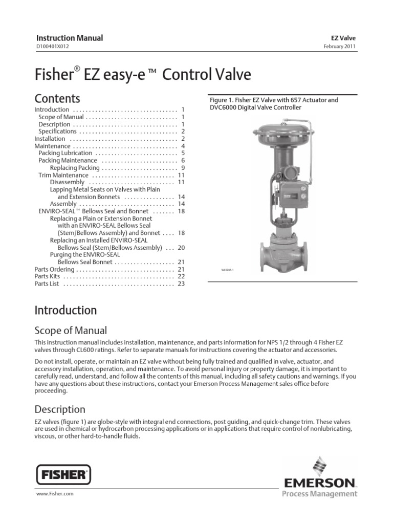 Fisher EZ Easy e T Control Valve: Scope of Manual | PDF | Valve ...