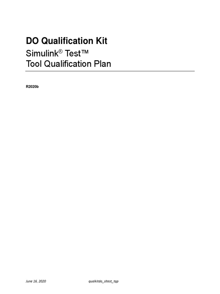 DO Qualification Kit: Simulink Test™ Tool Qualification Plan | PDF ...