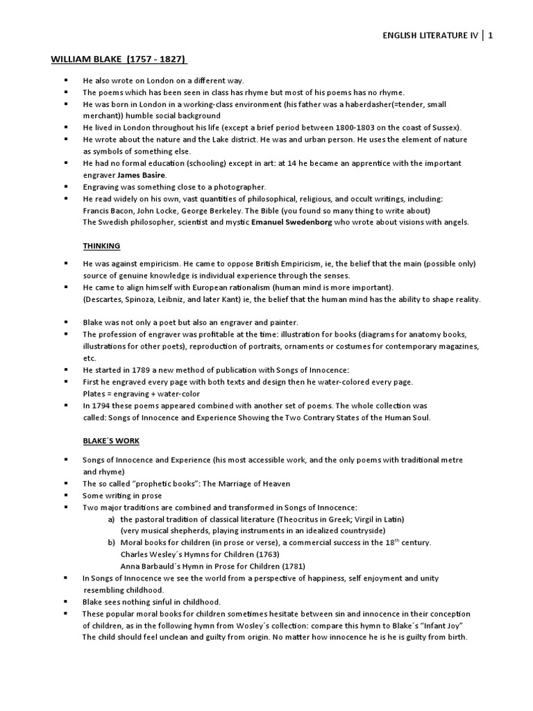 03.first Generation of Romantic Poets - William Blake | PDF | Poetry ...