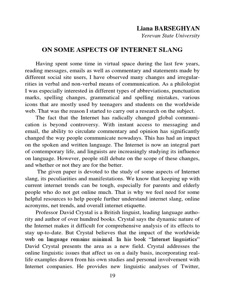 Aspects of Internet Slang Analysis | PDF | Morphology (Linguistics) | Slang