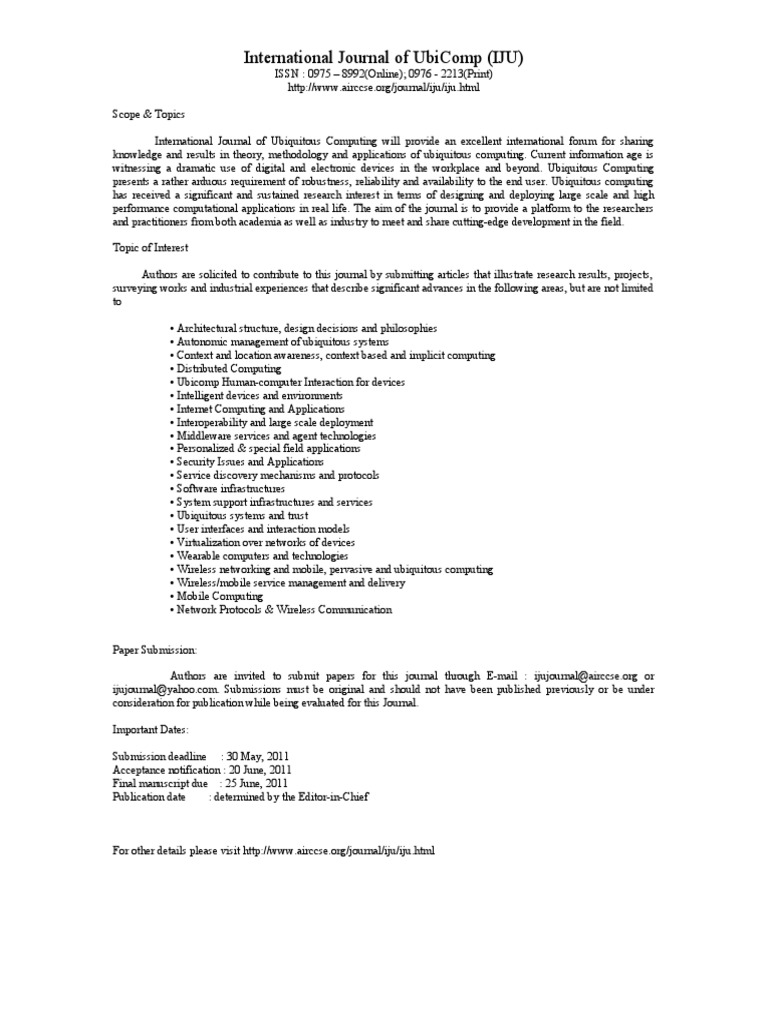 Call For Paper | PDF | Computing | Internet