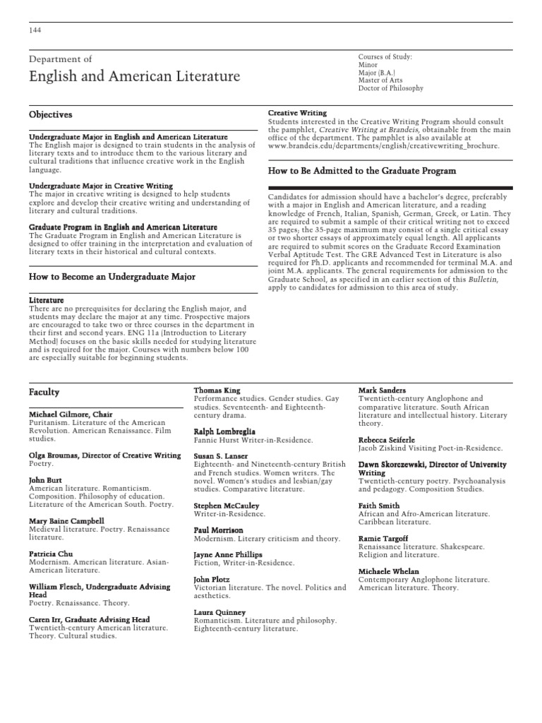 English and American Literature: Department of | PDF