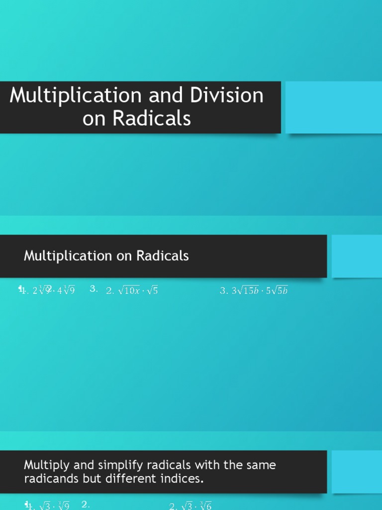 Multiplication and Division On Radicals | PDF