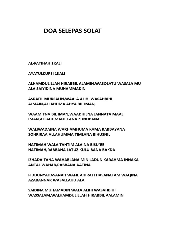 Doa Selepas Solat | PDF