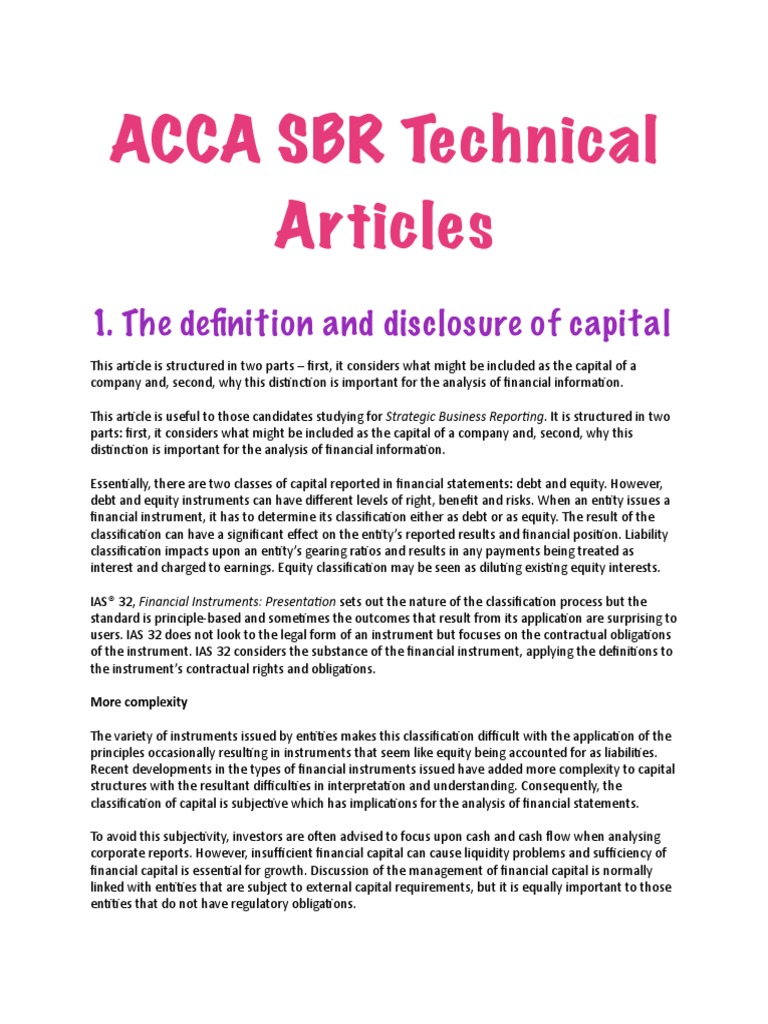 ACCA SBR Technical Articles | PDF | International Financial Reporting ...