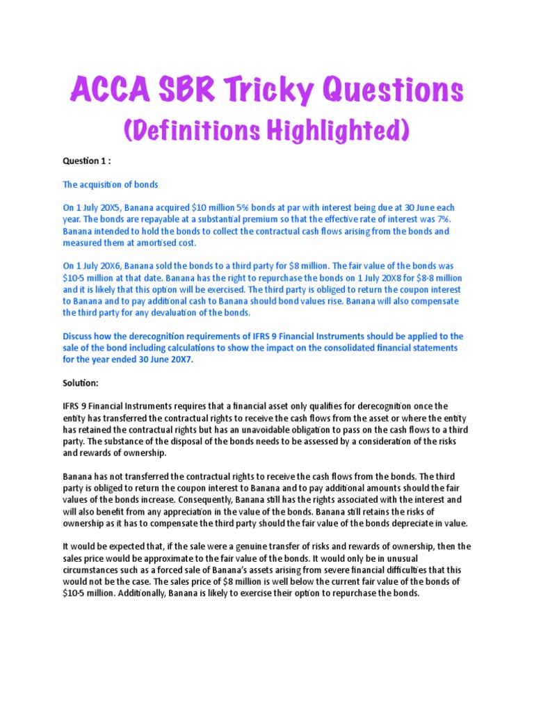 ACCA SBR Theory Questions | PDF | Intangible Asset | Fair Value