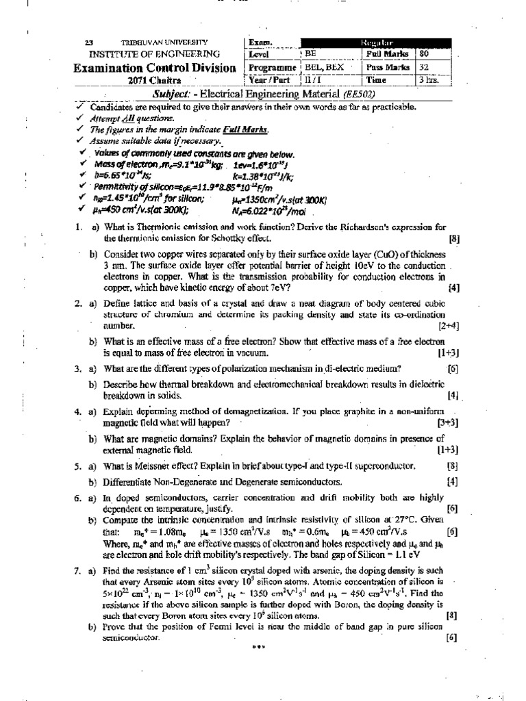 Old Question of IOE BEX Third Sem | PDF Old Question of IOE BEX Third Sem | PDF