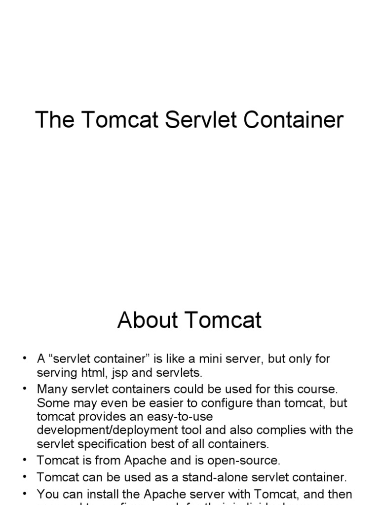 The Tomcat Servlet Container Pdf Java Programming Language
