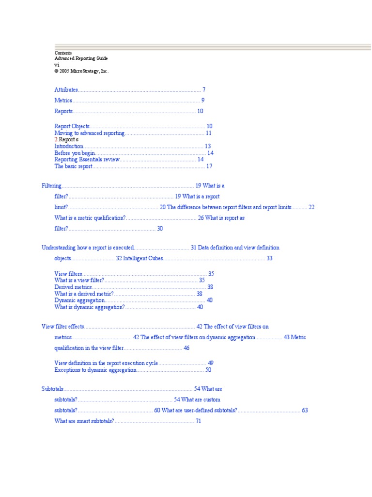 Advanced Reporting Guide © 2005 Microstrategy, Inc | PDF | Sql | Command Line Interface