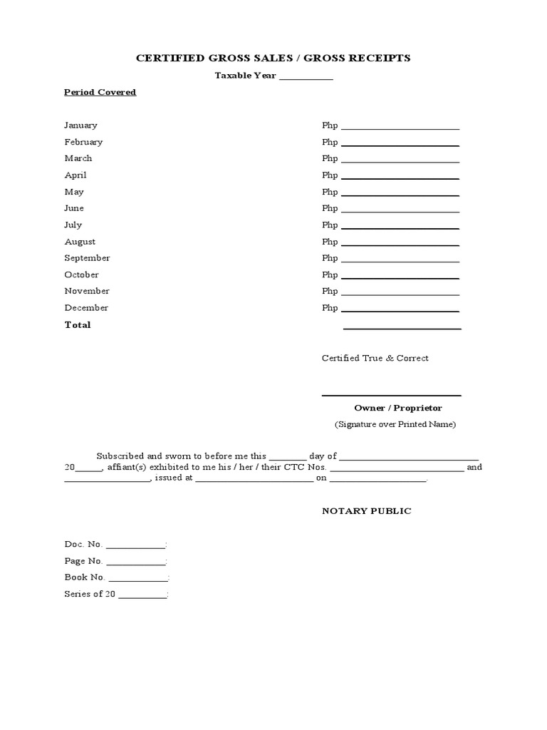 Certified Gross Sales Report Template | PDF